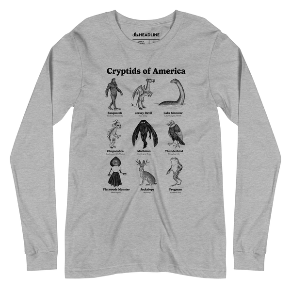 Cryptids Of America Cool Graphic T-Shirt | Bigfoot Chart Monsters Tee - Solid Threads