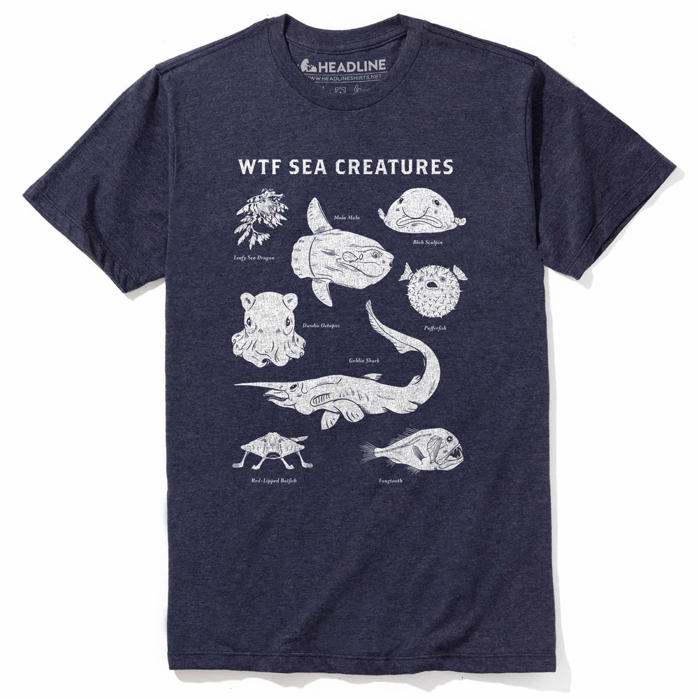 WTF Sea Creatures Cool Graphic T-Shirt | Designer Blobfish Ocean Tee ...