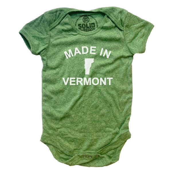 Baby Made Vermont Cute Graphic One Piece | Cool Green Mountains Romper - Solid Threads