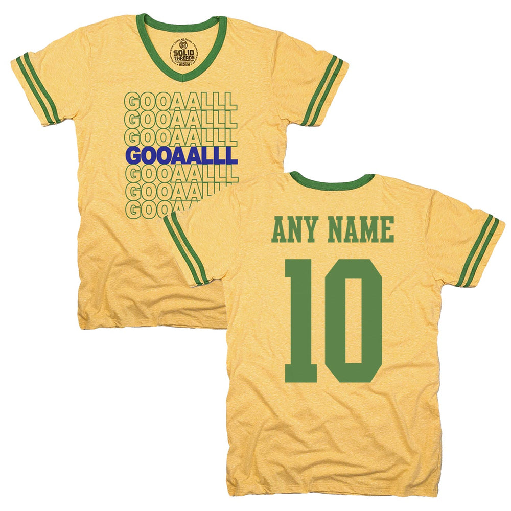 Brazil Soccer Gooaalll Graphic V-Neck Tee | Vintage World Cup T-Shirt ...