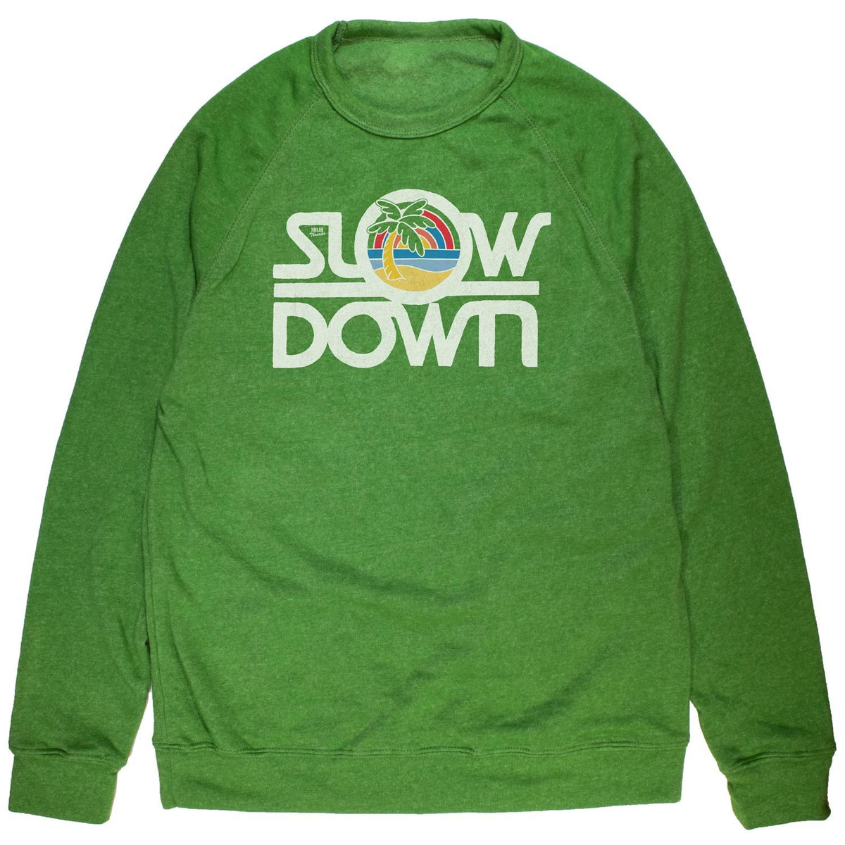 Slow Down Vintage Inspired Fleece Crewneck Sweatshirt with retro beach ...